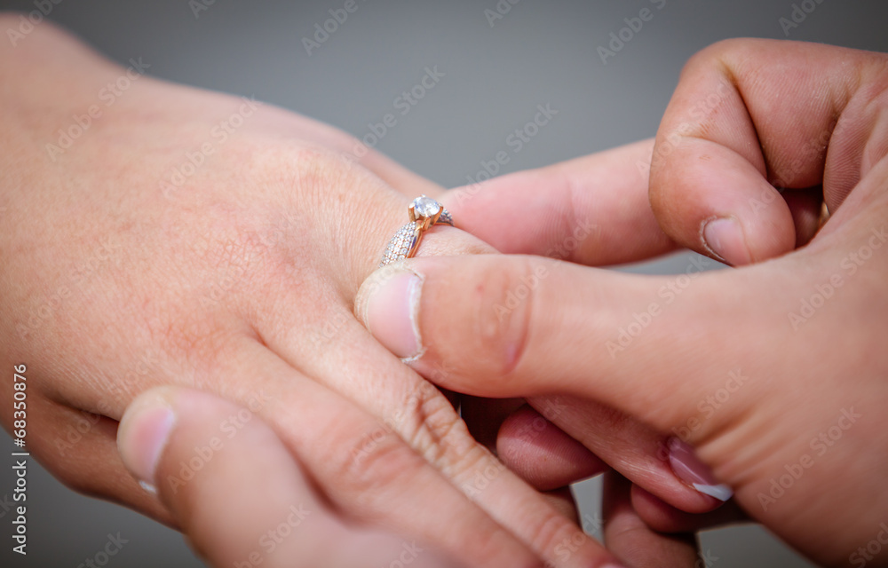Placing Wedding Ring On Finger
