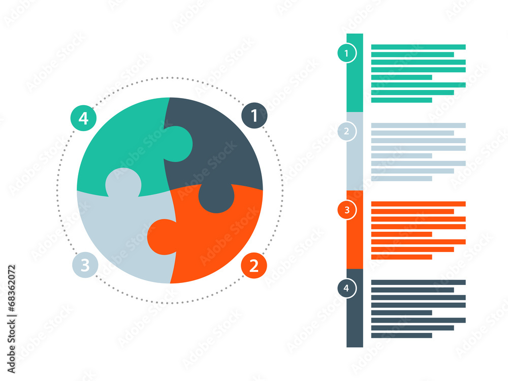 Four sided round puzzle presentation infographic diagram Stock Vector ...