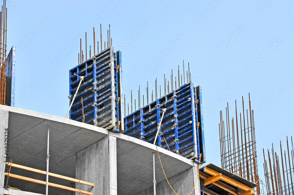 Concrete formwork with a folding mechanism on construction site Stock ...