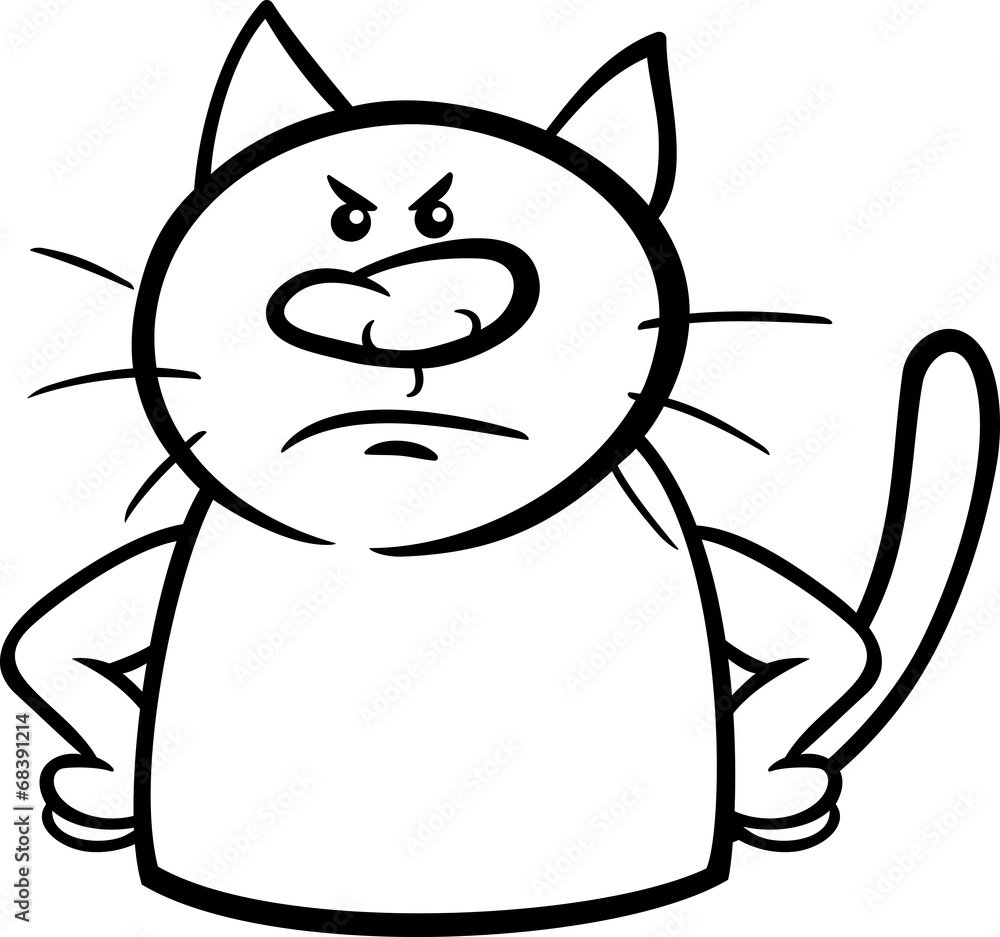 angry cat cartoon coloring page Stock Vector | Adobe Stock