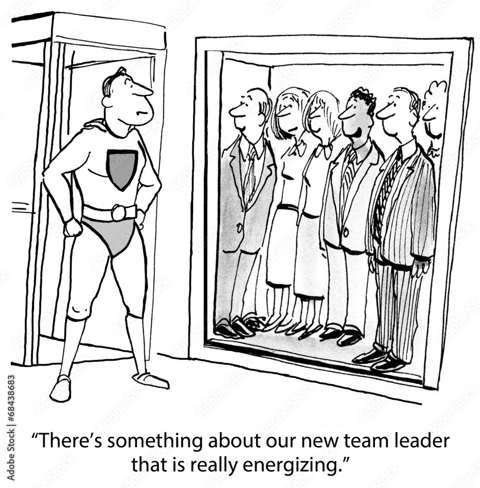 ...our new team leader... is really energizing. Stock-Illustration ...