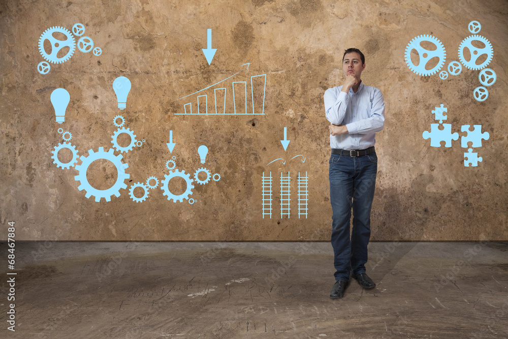 Casual business man thinking how to solve problems Stock Photo | Adobe ...