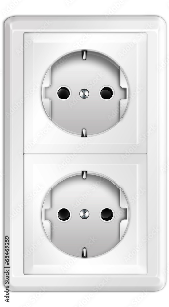 Doppel - Steckdose weiss, freigestellt Stock Illustration | Adobe Stock