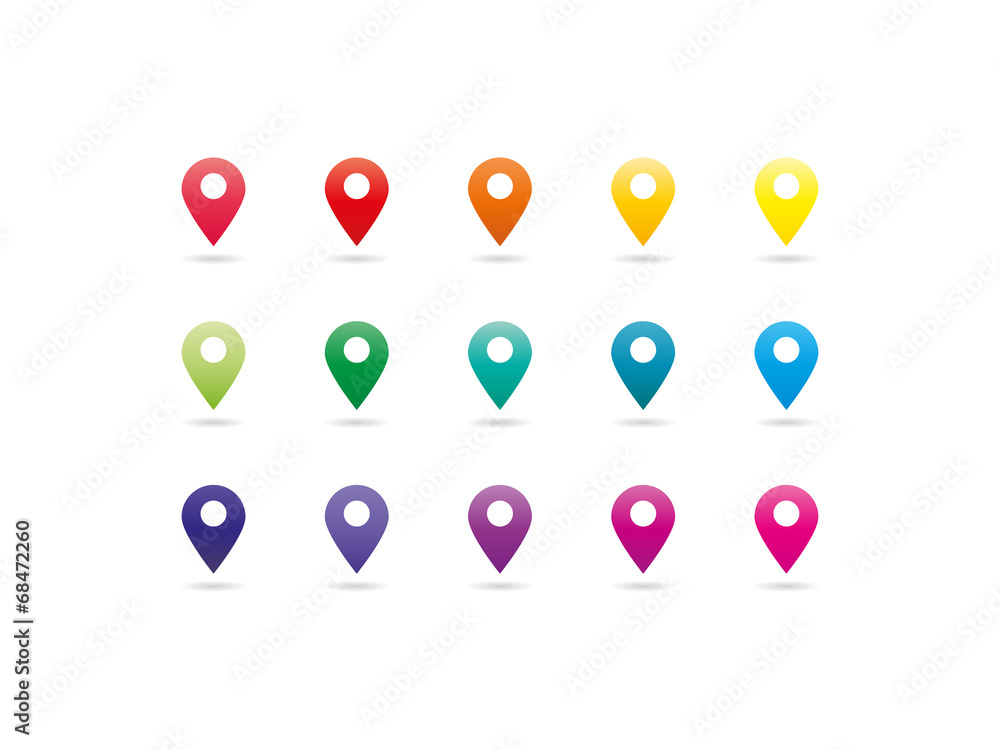 Collection of colorful rainbow spectrum map pointer icons Stock Vector ...