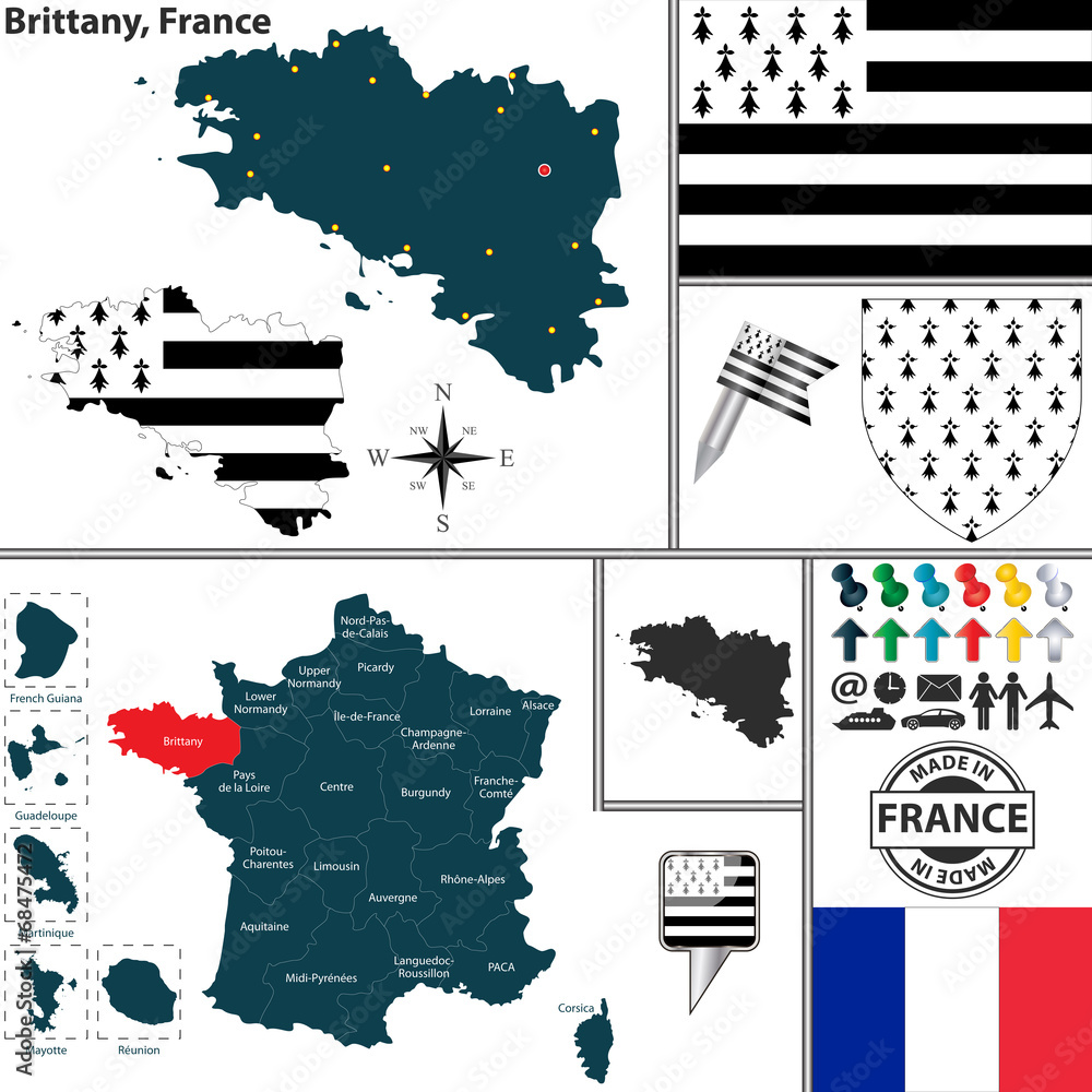 Poster Map of Brittany, France – Wall Art | UkPosters