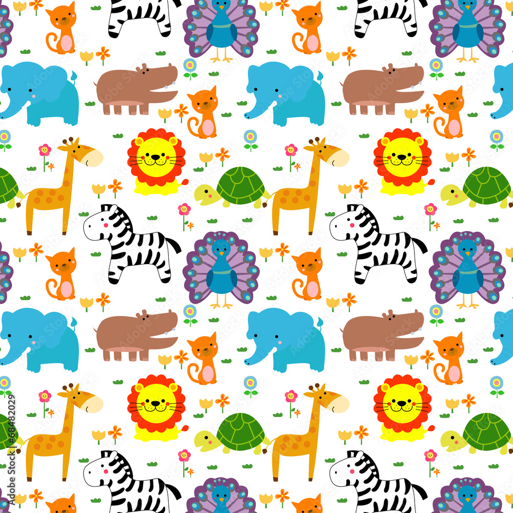 Animals background seamless Stock Vector | Adobe Stock