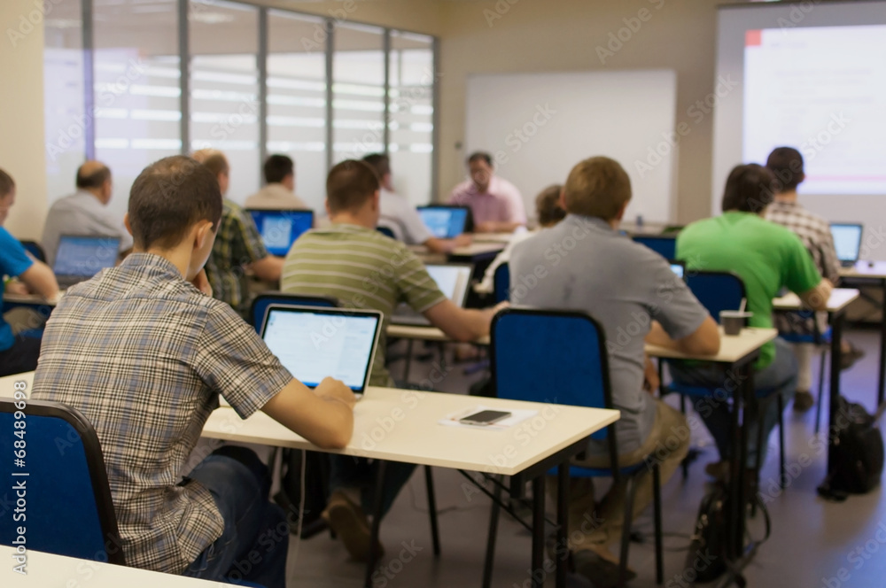 lecture in a computer class Stock Photo | Adobe Stock