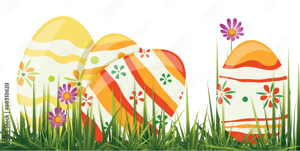 Easter eggs in grass Stock Illustration | Adobe Stock
