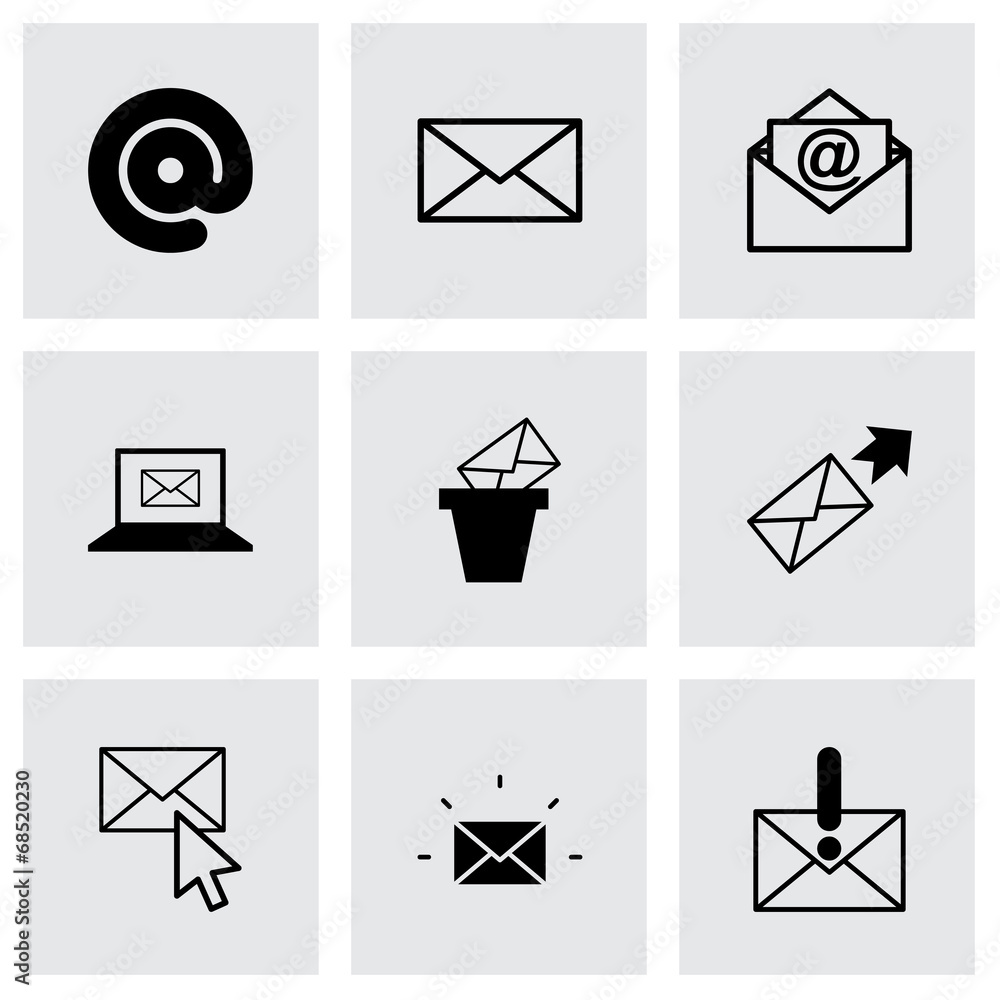 Vector black email icons set Stock Vector | Adobe Stock