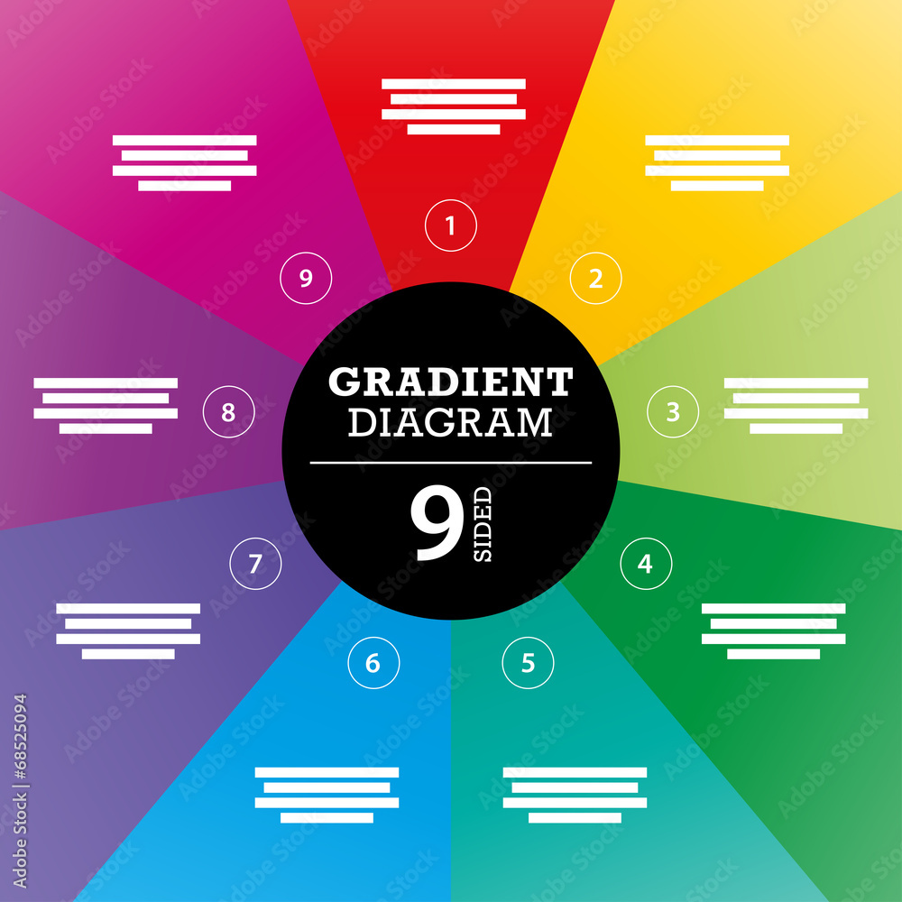 Nine sided full background gradient stripe diagram vector Stock Vector ...