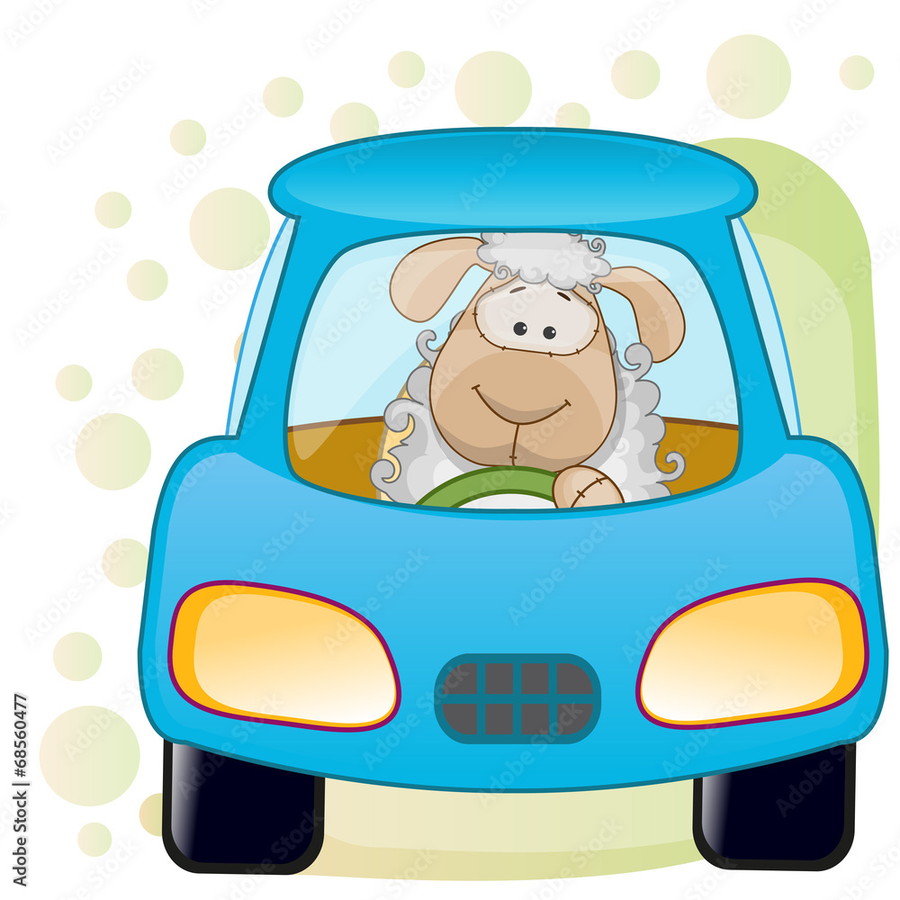 Sheep in a car Stock Vector | Adobe Stock