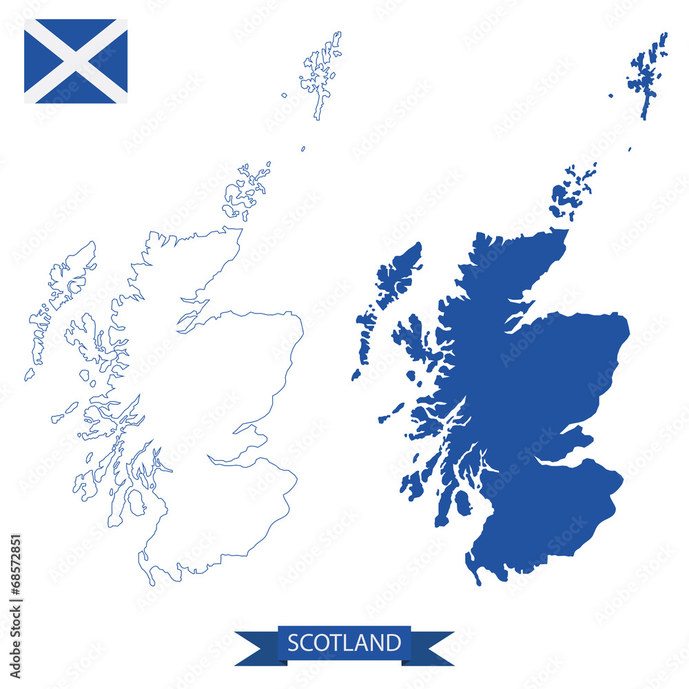 Vector clipart map of scotland in solid blue and outline isolated on ...