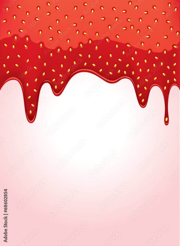 Drips of strawberry jam on white background Stock Vector | Adobe Stock