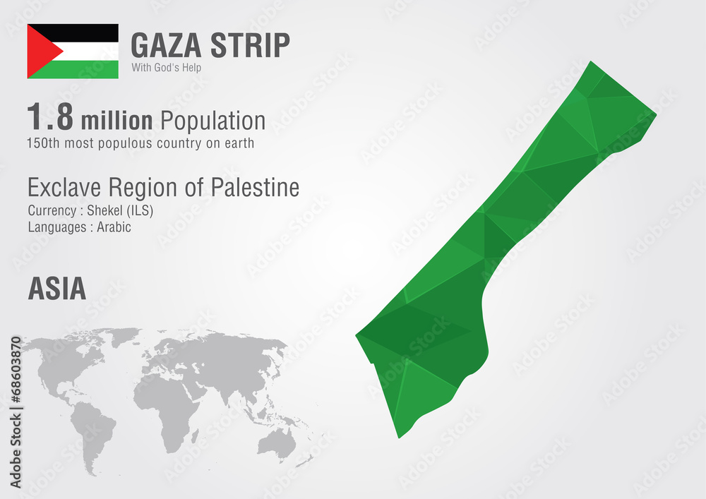 Gaza strip world map woth a pixel diamond texture. Stock Vector | Adobe ...