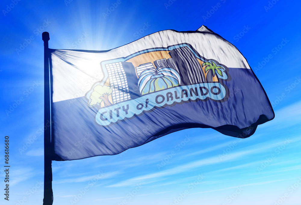 Orlando, Florida (USA) flag waving on the wind Stock Illustration ...