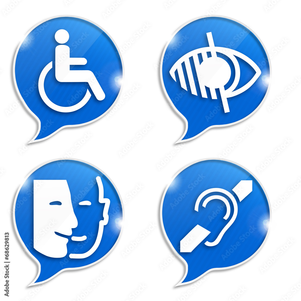 bulles 4 pictogrammes handicap Stock Vector | Adobe Stock
