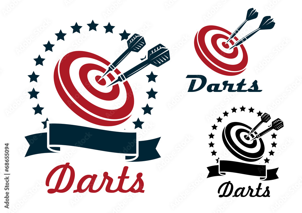 Darts sporting symbols and emblems Stock Vector | Adobe Stock