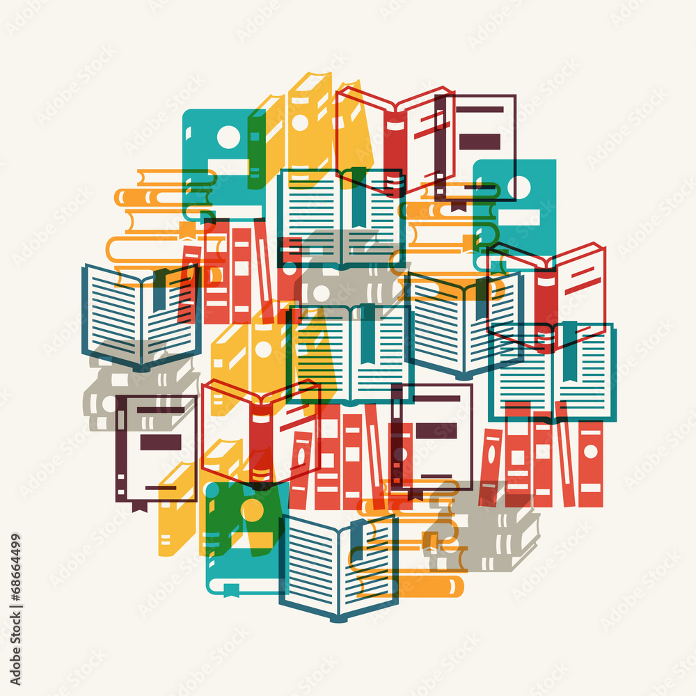 Education background with books in flat design style. Stock Vector ...
