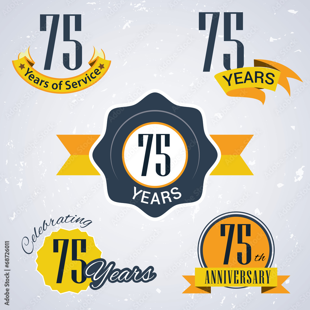 Retro vector stamp celebrating, 75 years of service,Anniversary Stock ...