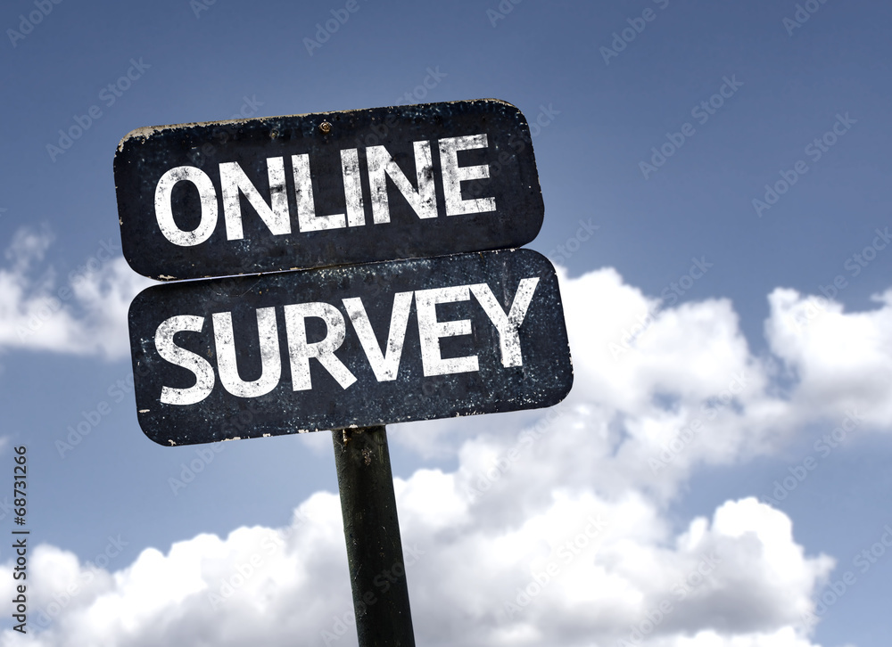 Online Survey sign with clouds and sky background Stock Photo | Adobe Stock