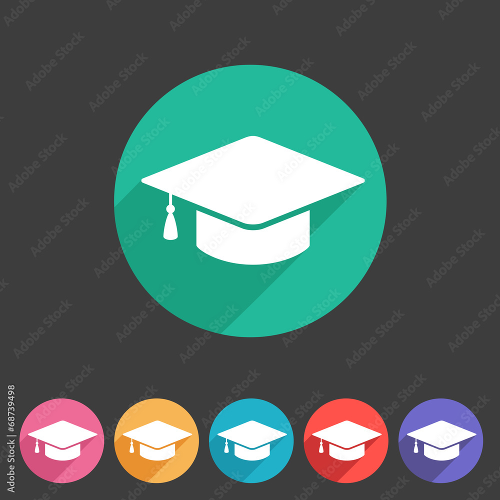 Flat graduation cap icon Stock Vector | Adobe Stock