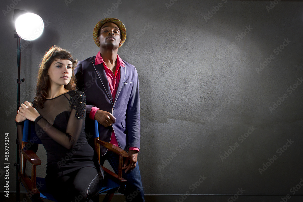 stylish actors posing on a concrete background Stock Photo | Adobe Stock