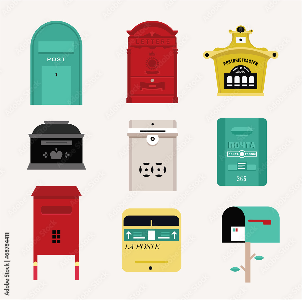 Vector mail boxes Stock Vector | Adobe Stock