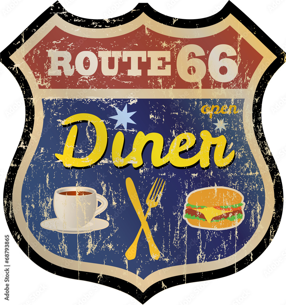 retro route 66 diner sign, vector eps 10 Stock Vector | Adobe Stock