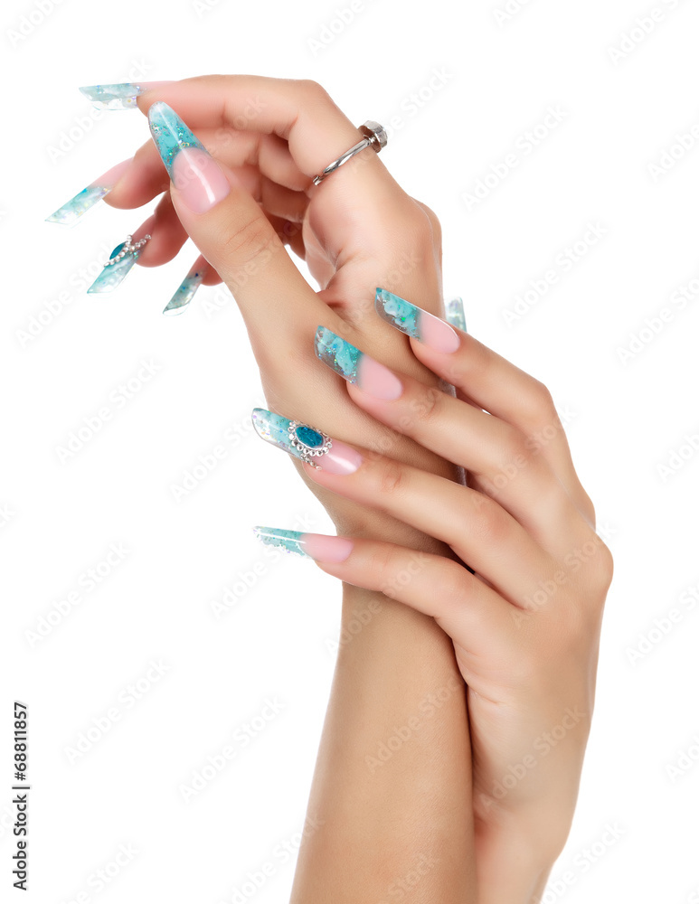 Female hand with long fingernails Stock Photo | Adobe Stock