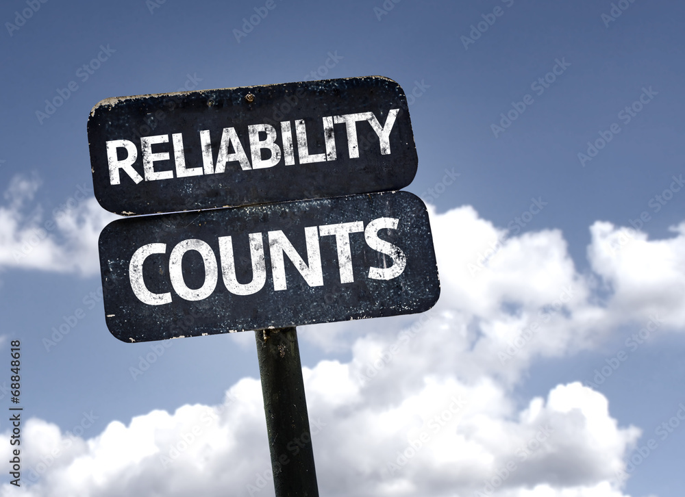Reliability Counts sign with clouds and sky background Stock Photo ...