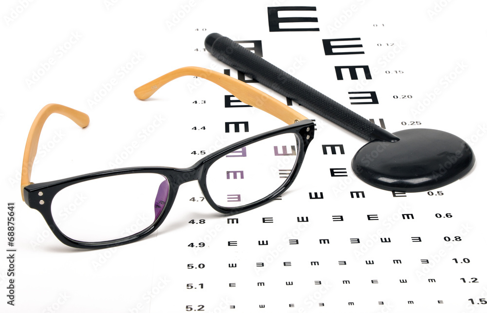 optometrist chart and eye glasses Stock Photo | Adobe Stock
