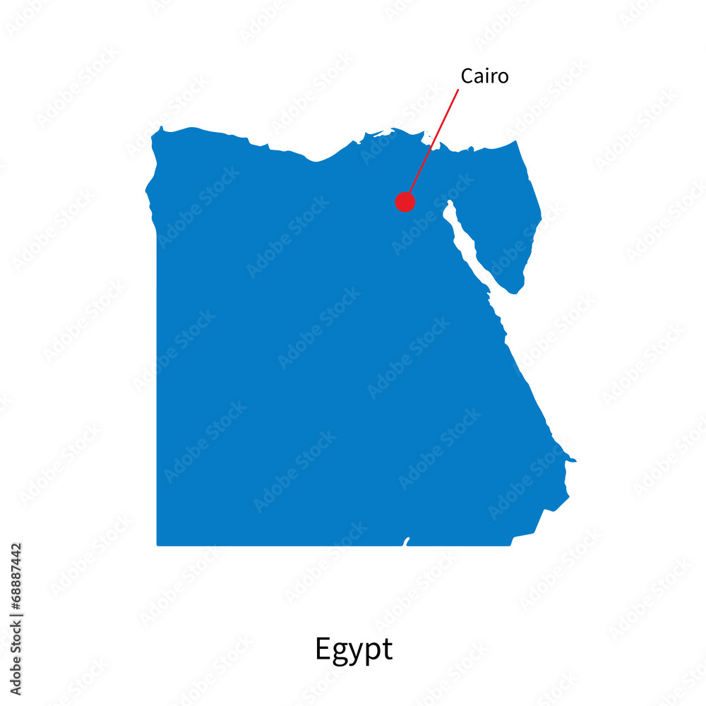 Detailed vector map of Egypt and capital city Cairo Stock Vector ...
