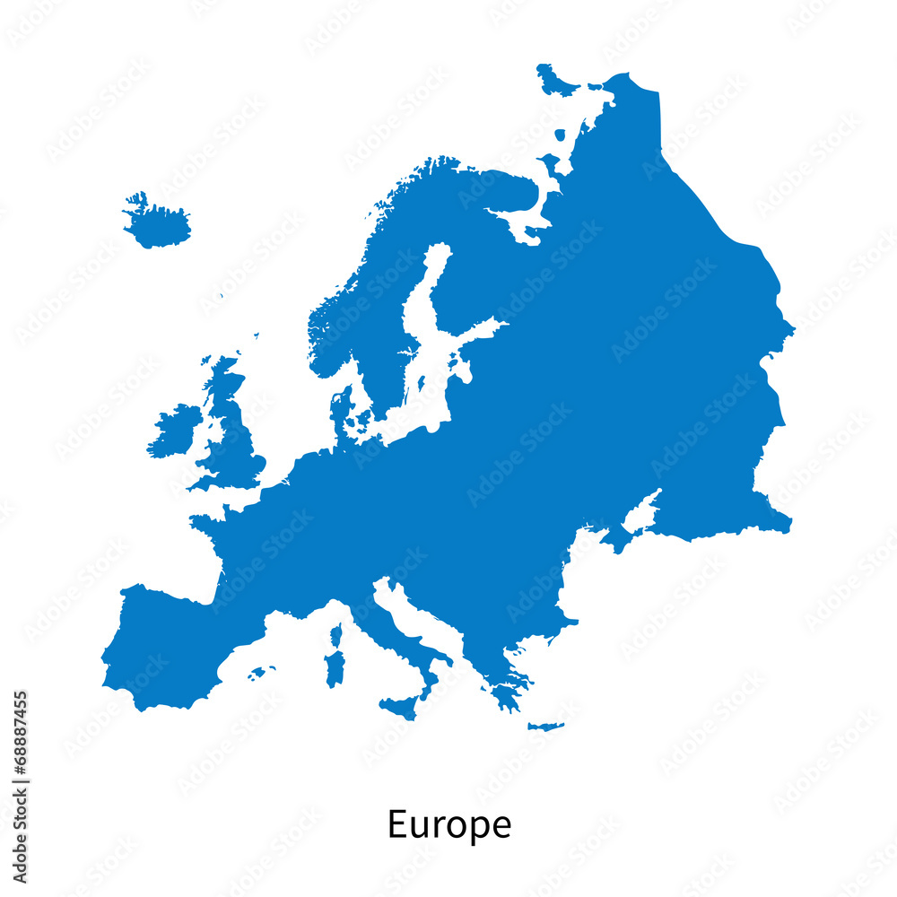 Obraz szczegółowa wektorowa mapa Europy #68887455 - Mapa Europy ...