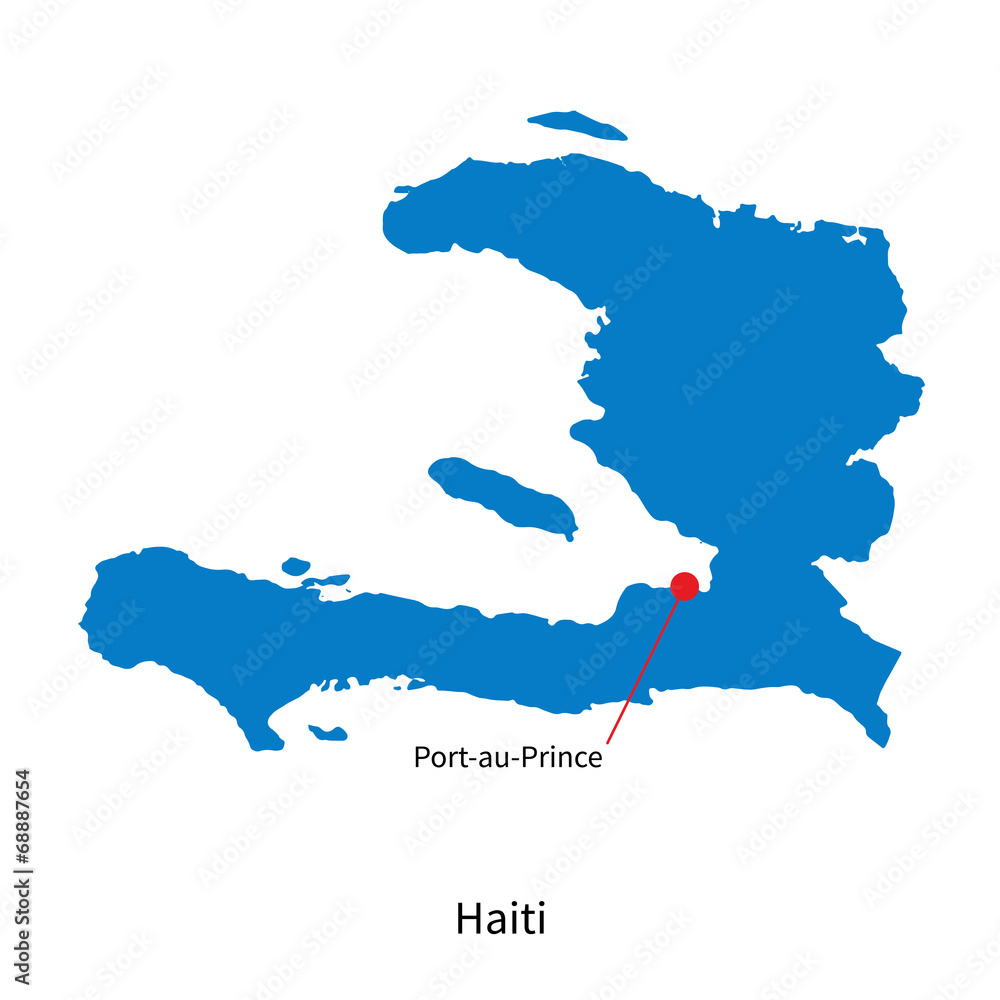Detailed vector map of Haiti and capital city Port-au-Prince Stock ...