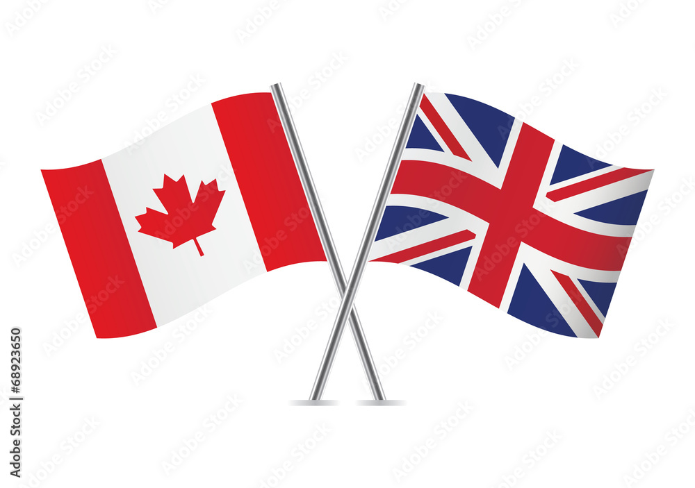 British and Canadian flags. Vector illustration. Stock Vector | Adobe Stock