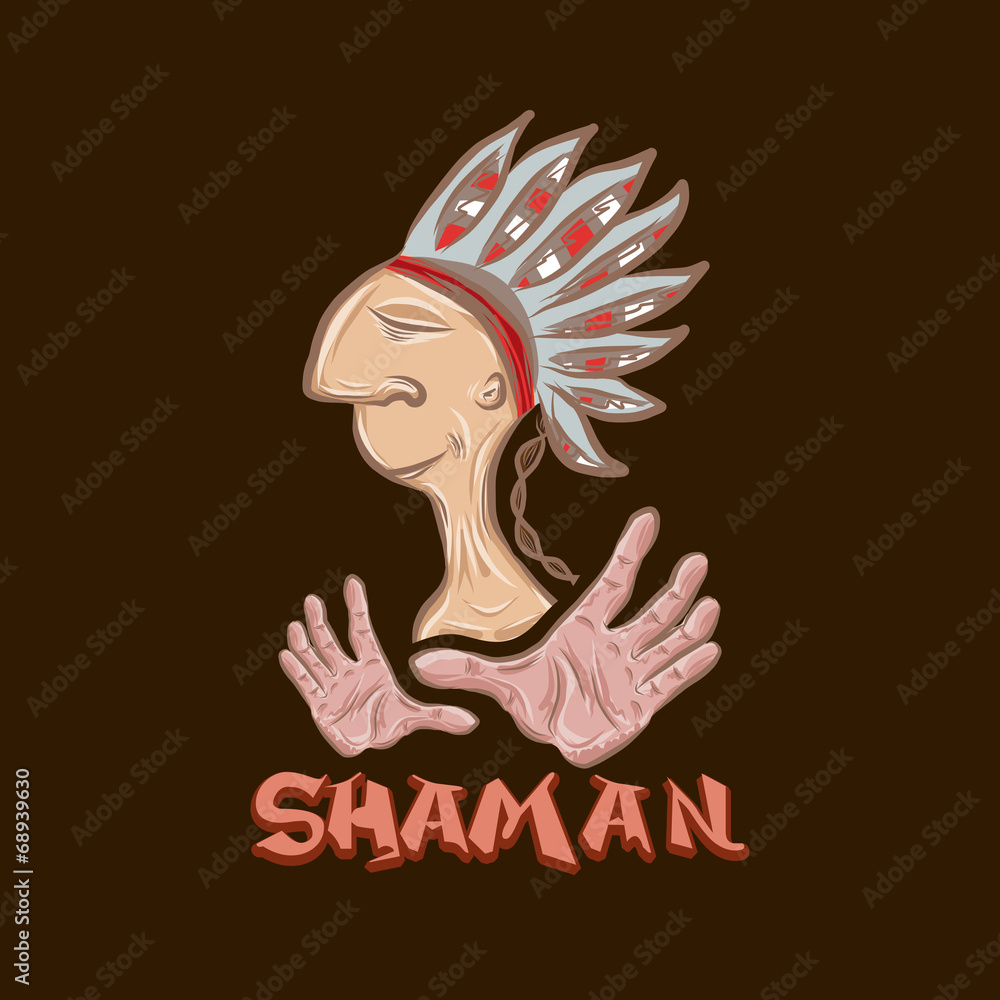 Cartoon indian shaman Stock Vector | Adobe Stock