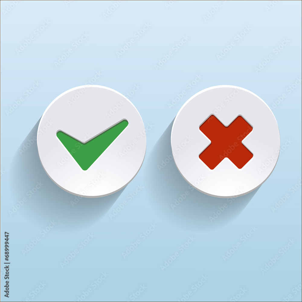 Vector Yes and No check marks on circles Stock Vector | Adobe Stock