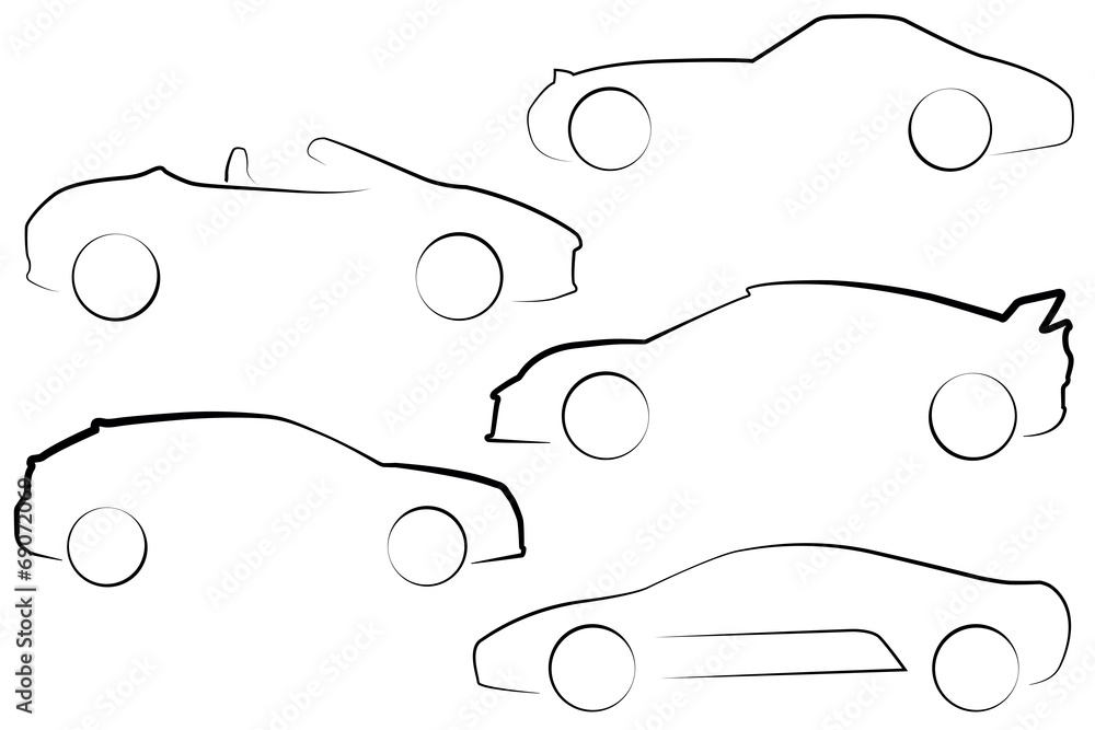 An Illustrated outline of Cars Stock Vector | Adobe Stock