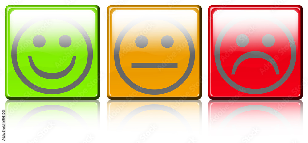 smileys sur boutons carrés avec reflets foto de Stock | Adobe Stock