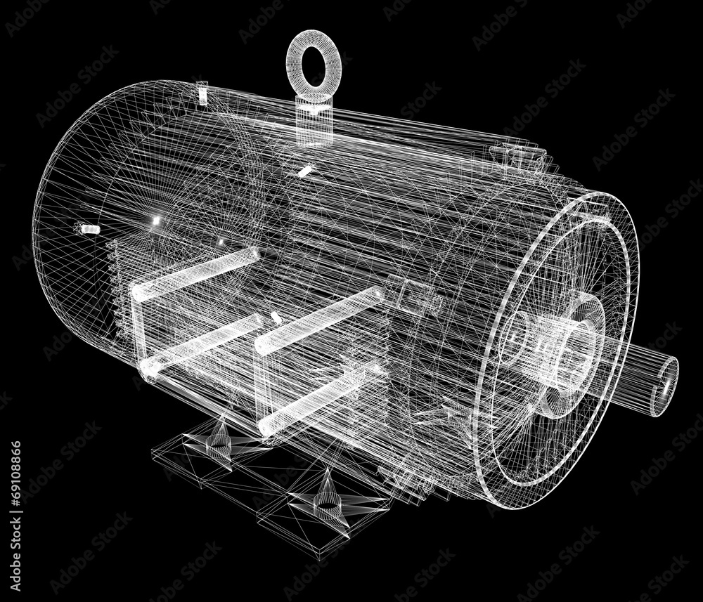 3d-model of an electric motor Stock Illustration | Adobe Stock