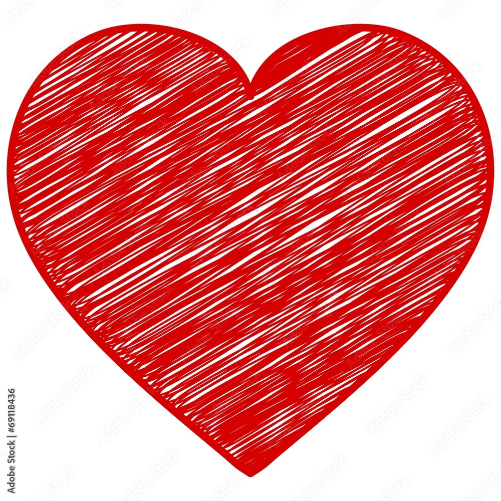 Herz rot gezeichnet Stock Vector | Adobe Stock