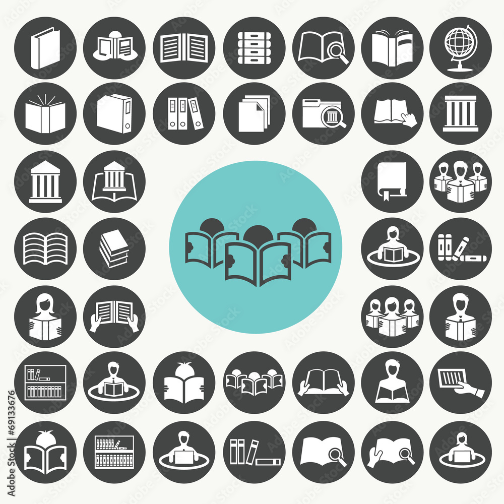 Book and Library icons set. Illustration eps10 Stock Vector | Adobe Stock