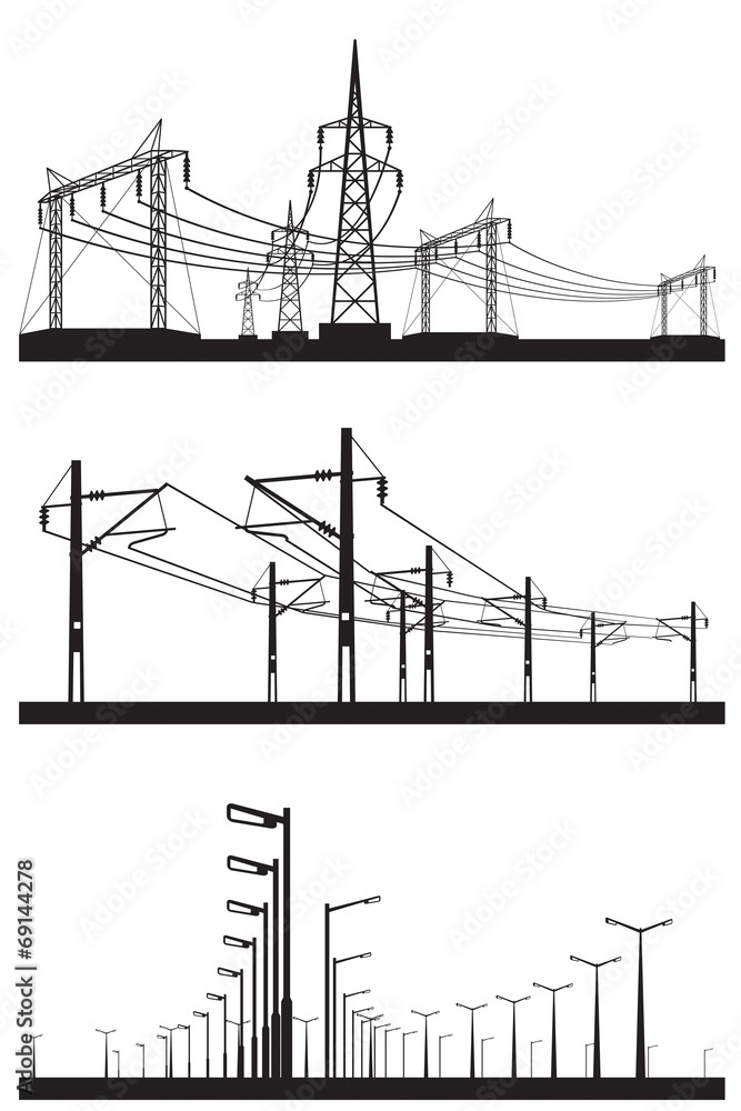 Electrical installations set - vector illustration Stock Vector | Adobe ...