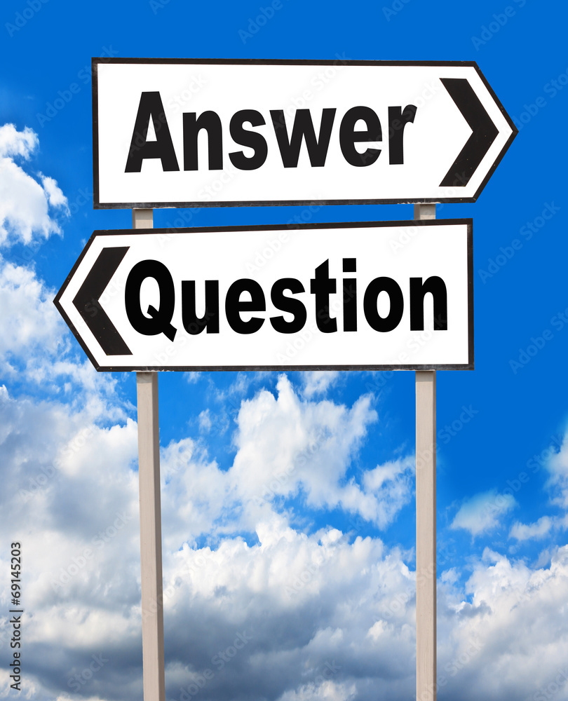 Answer and Question directions. Opposite traffic sign. Stock Photo ...