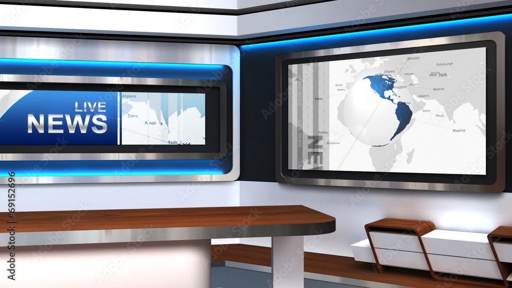 Live News Studio TV Studio 102g Stock Video | Adobe Stock