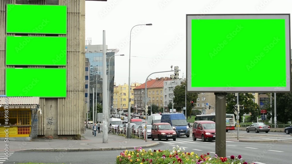 four billboards in the city - green screen - nature Stock Video | Adobe ...