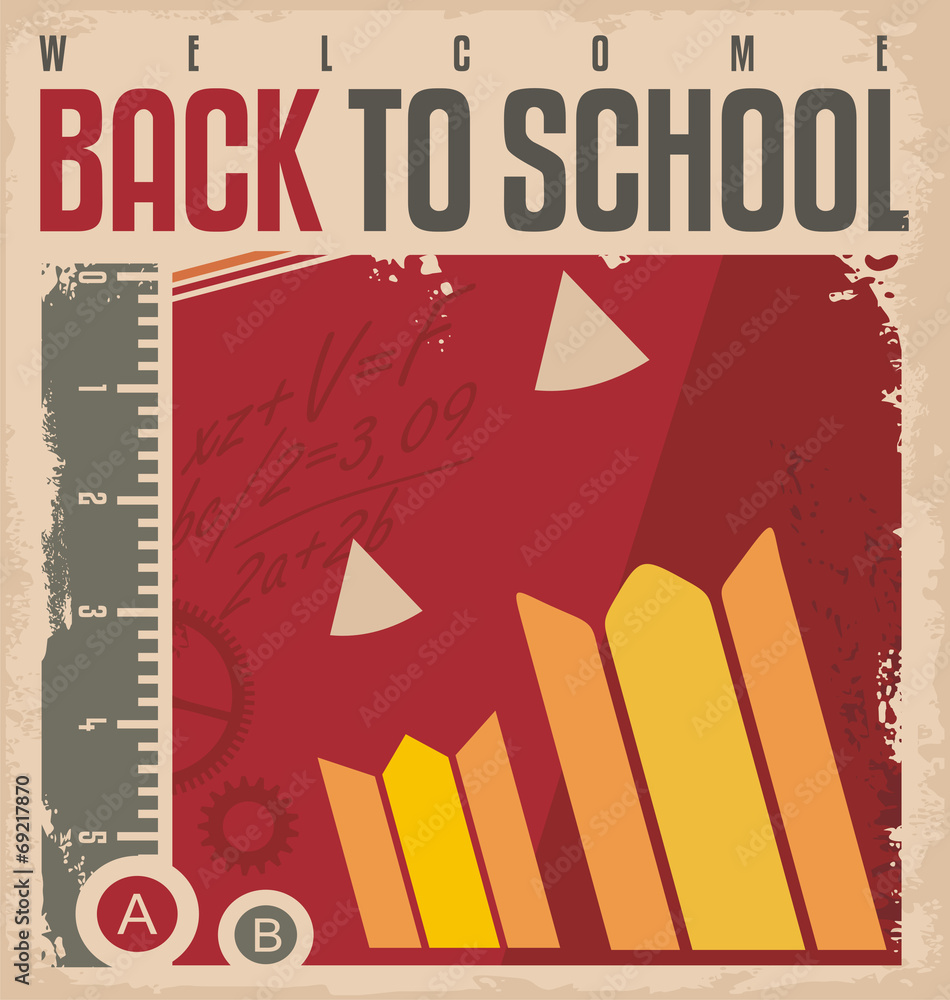 Back to school retro poster design template. Stock Vector | Adobe Stock
