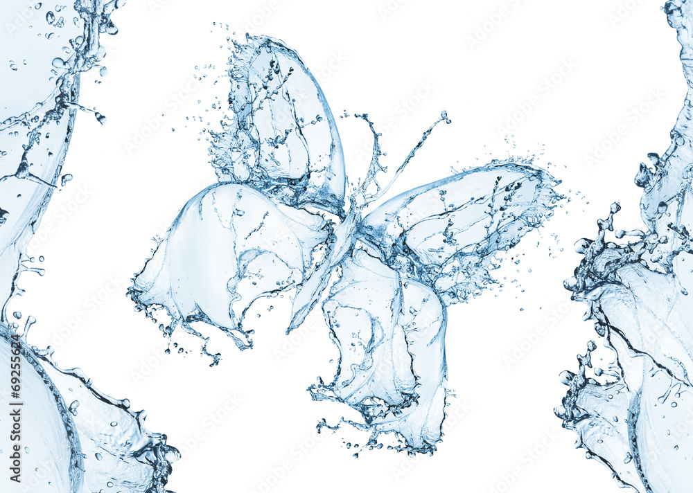 Water splash in the form of a butterfly, isolated on white Stock Photo ...