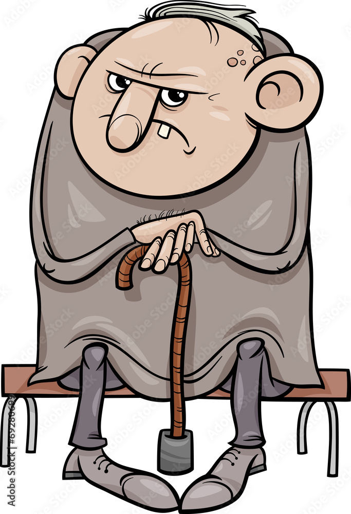 grumpy old man cartoon illustration Stock Vector | Adobe Stock