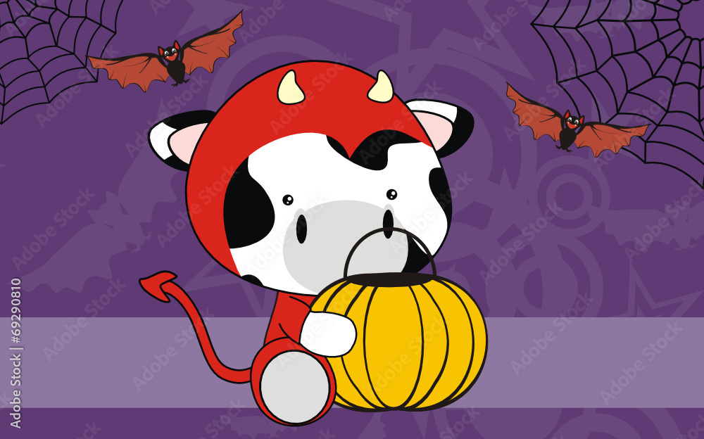cow baby cartoon halloween costume background Stock Vector | Adobe Stock